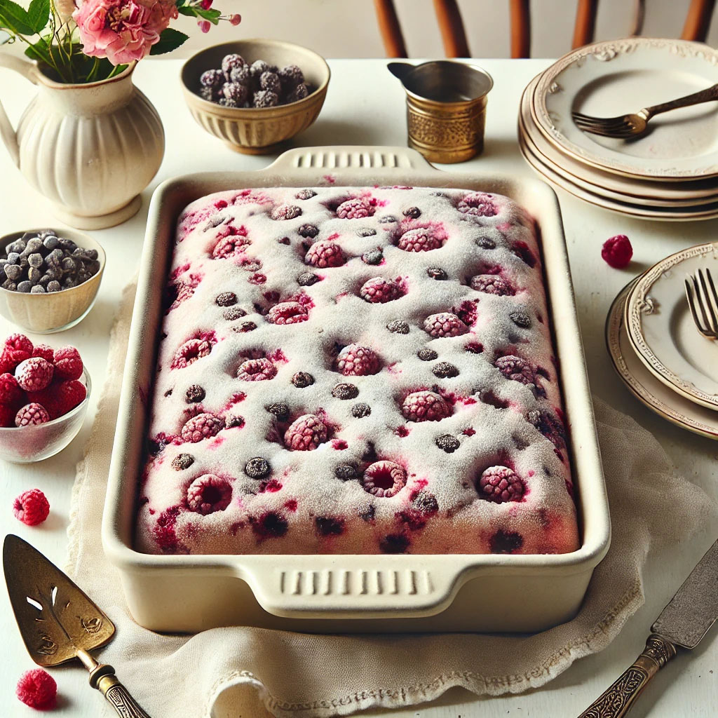 Frozen Raspberry Chocolate Chip Dump Cake - Dump Cake Diva